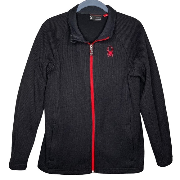 Spyder | Jackets & Coats | Spyder Zip Up Logo Jacket Black Red Xl 8 ...